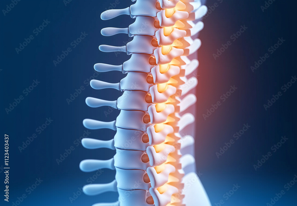 detailed illustration of human spine, showcasing vertebrae and ...
