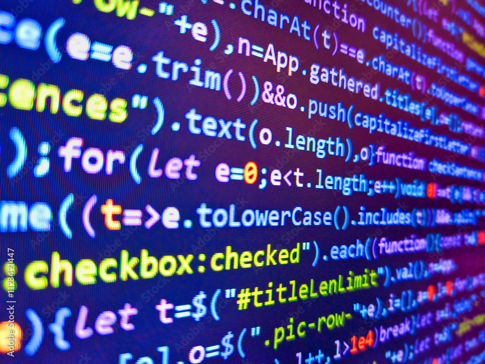 Software developer programming code. Colorful digital technology modern ... Software developer programming code. Colorful digital technology modern ...