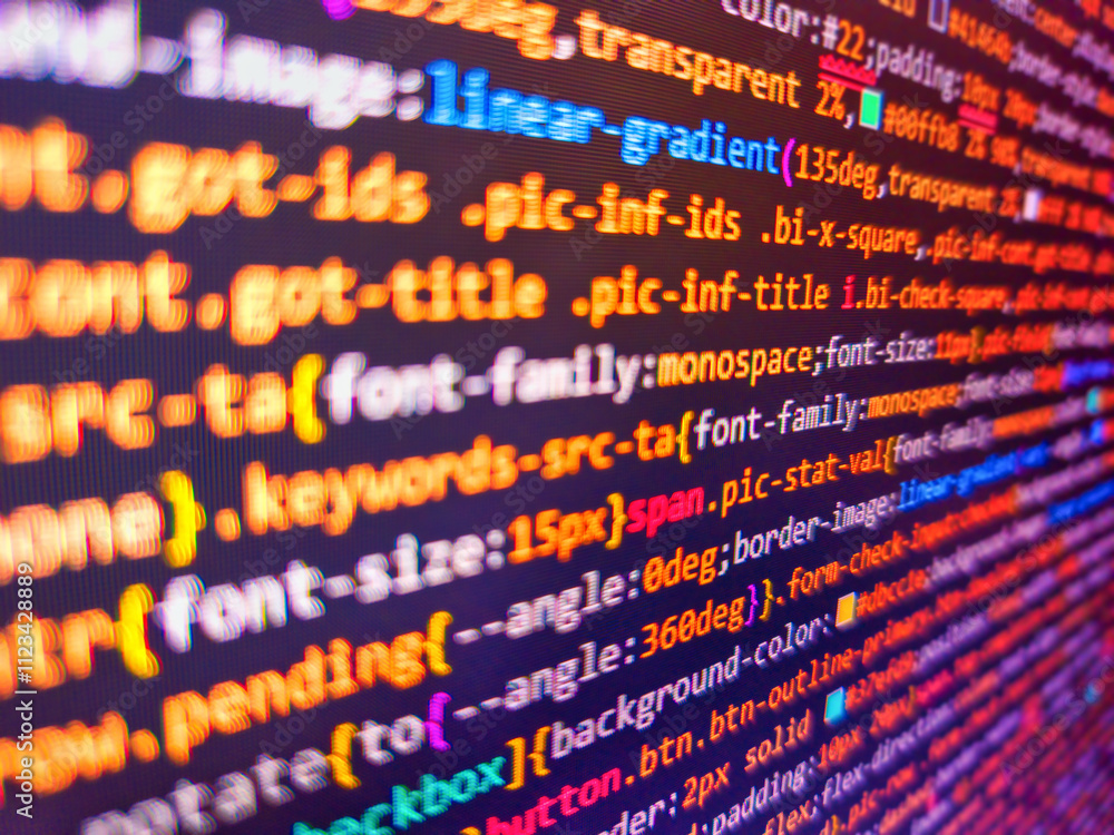 Programming Code Text On Computer Screen Abstract Computer Script Code Developer Display With