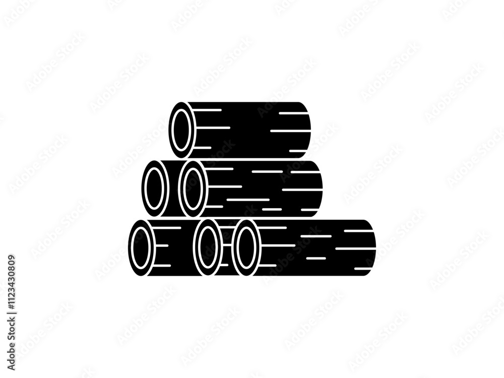 log pile icon, flat style pictogram icon for mobile app ui or ux, sign ...