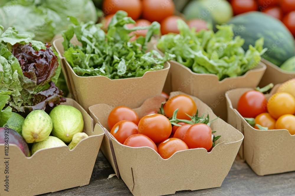 Eco-friendly produce packaging mockup with biodegradable materials in a ...