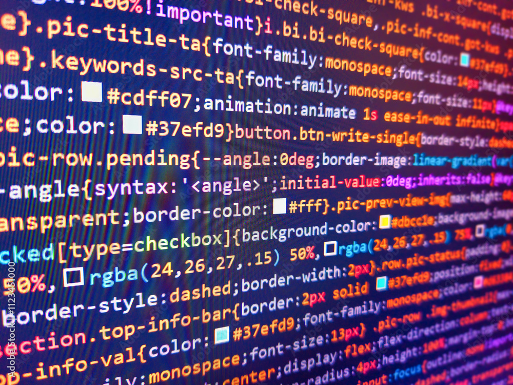Colorful programming php and html code on a monitor. Computer source ... Colorful programming php and html code on a monitor. Computer source ...