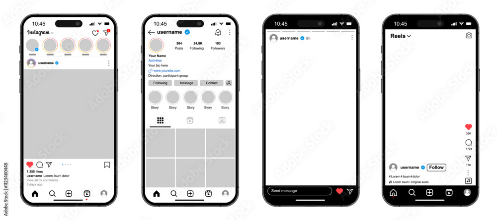 Instagram post feed frame mockup with smartphone Iphone pro max mock up ...