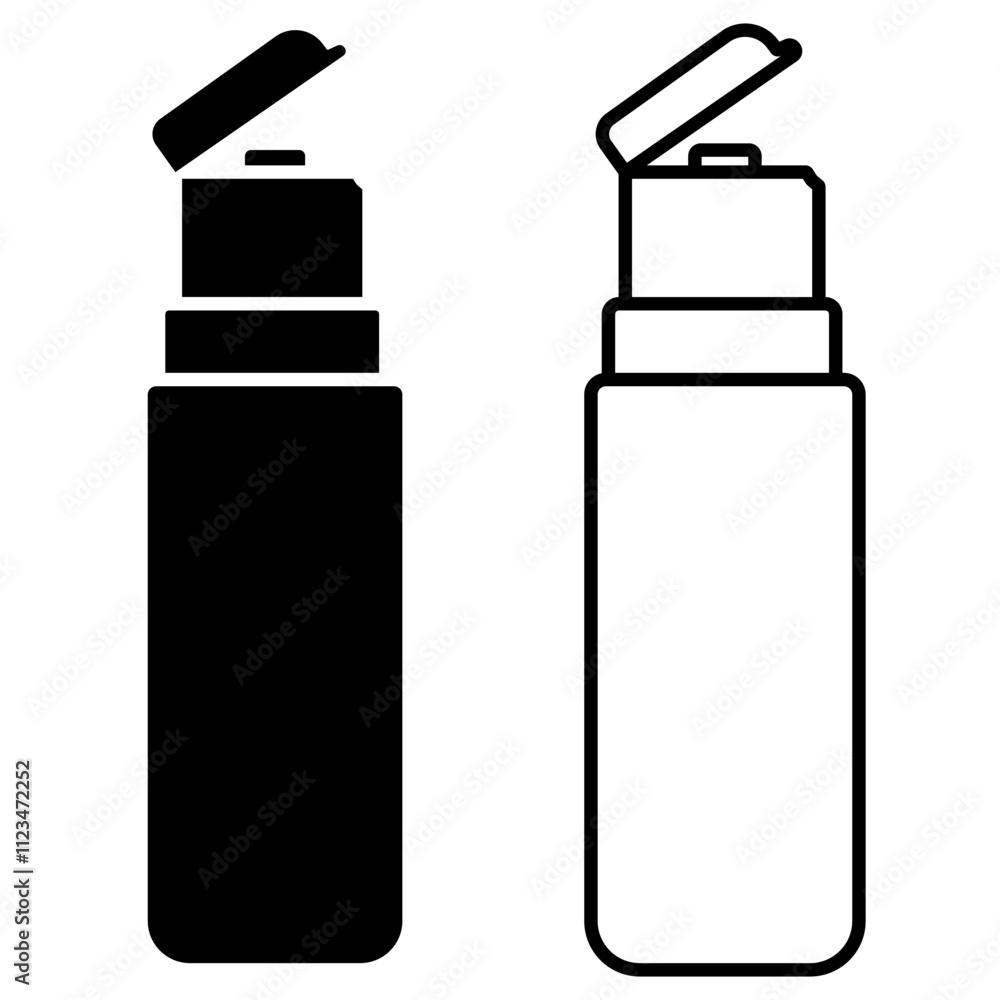 liquid, gel, cream, lotion etc. bottle icons, flat style pictogram icon ...