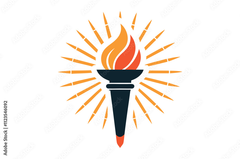 iconic torch illustration: symbol of knowledge and freedom Stock Vector ...