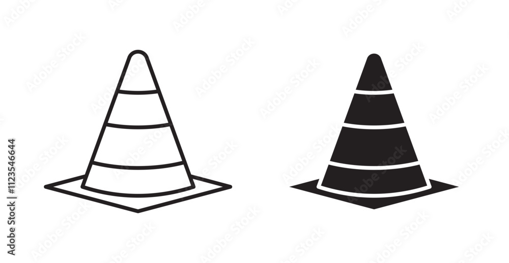 Construction cone Filled flat icons set for apps and web ui designs ...