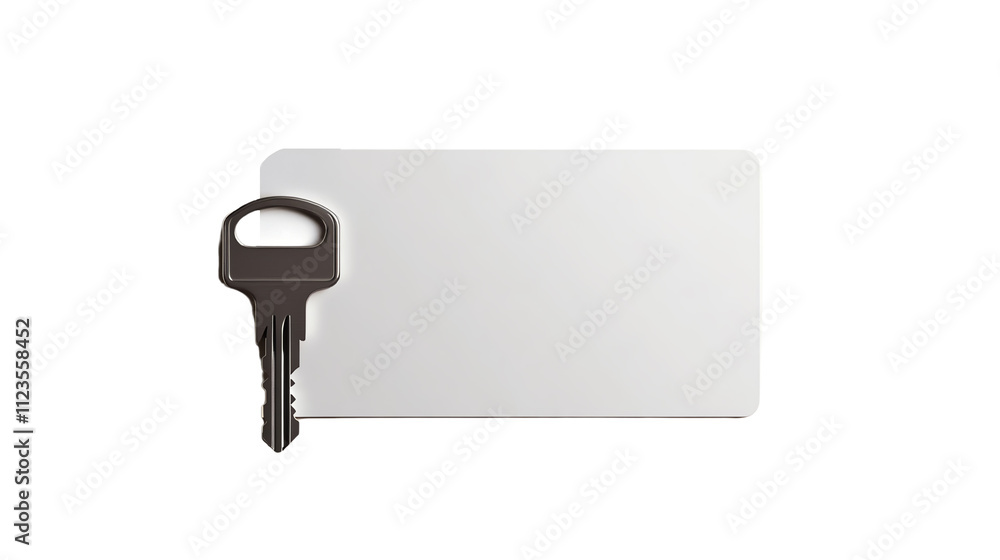 Key on a blank key card, isolated on a white background. Stock Photo ...