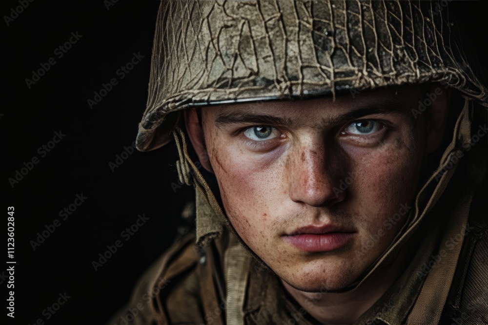 Historical portrait of a world war ii soldier in military uniform ...