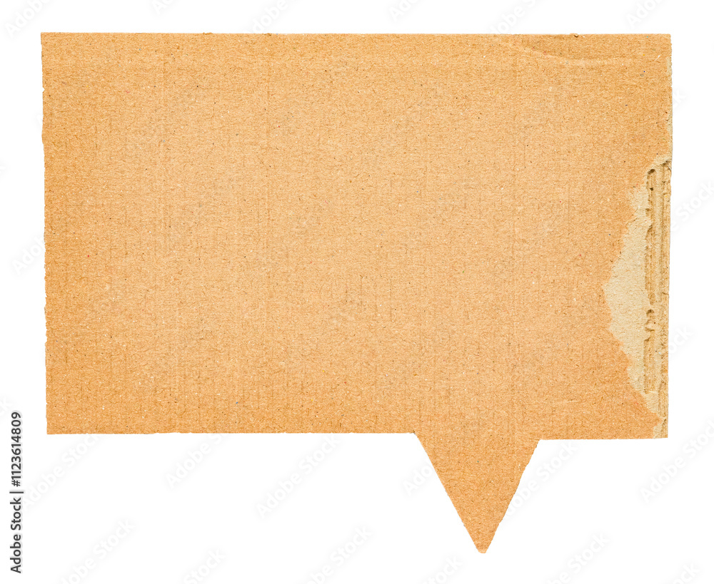 Foto de Stock Blank brown cut out cardboard paper speech bubble of ...