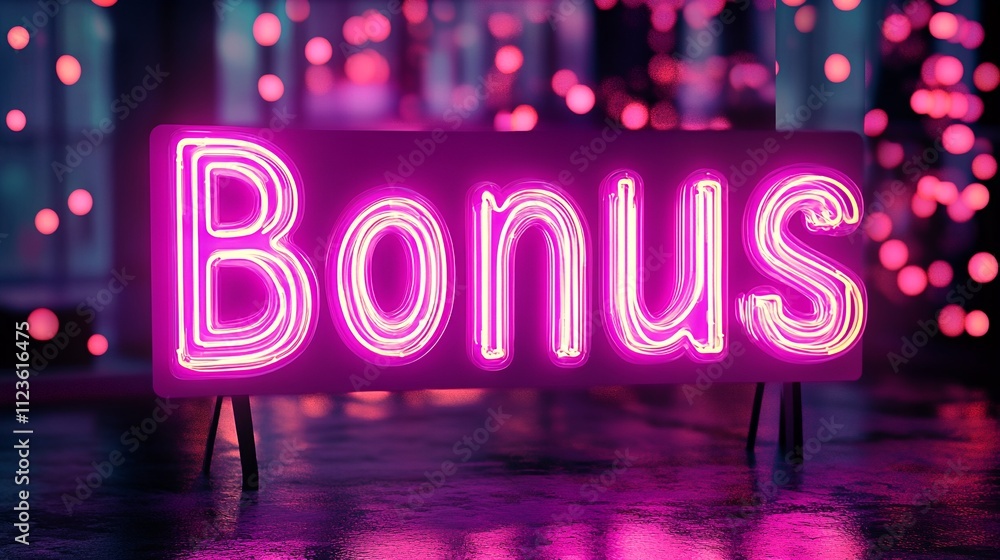 Vector realistic isolated neon sign of Bonus flyer for template ...