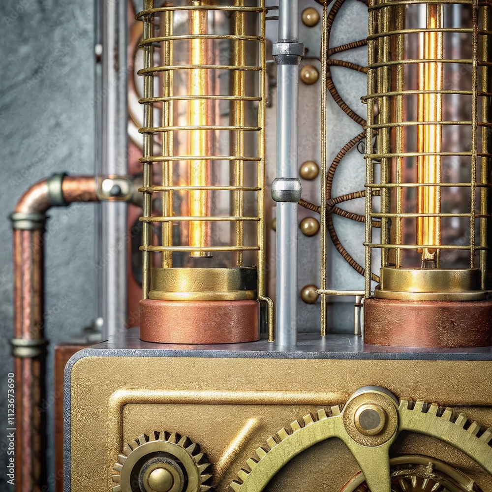 Ilustração Retro Reactor With Steampunk Design Featuring Nixie Tubes ...