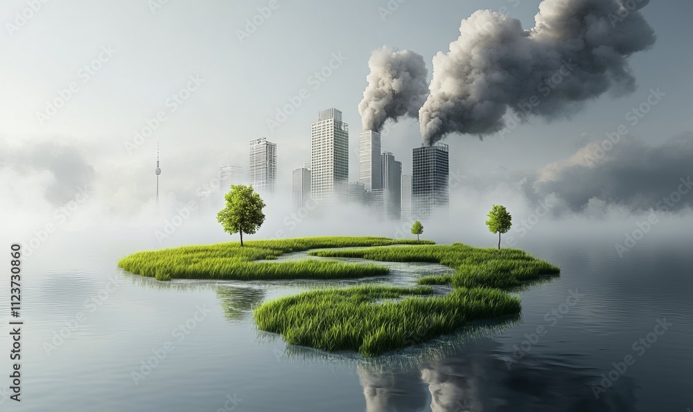 A concept image depicting CO2 emissions and carbon footprint tracking with ESG data. Carbon ...