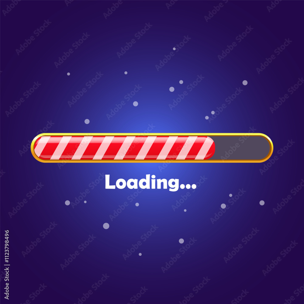 Loading progress bar for web interface with red stripped line and ...