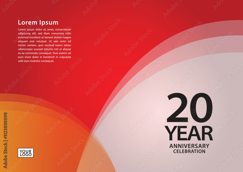 20 year anniversary celebration logotype on red background for poster ...