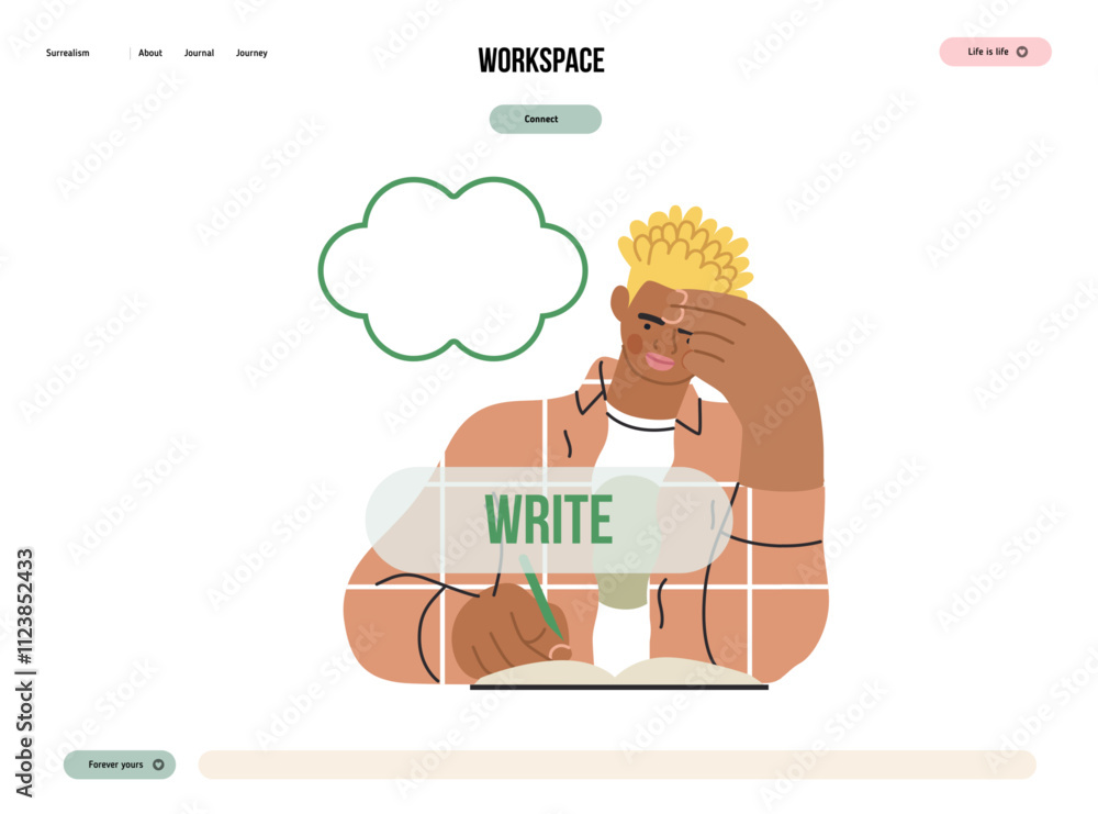 Writing people, modern flat vector concept illustration- sitting man ...