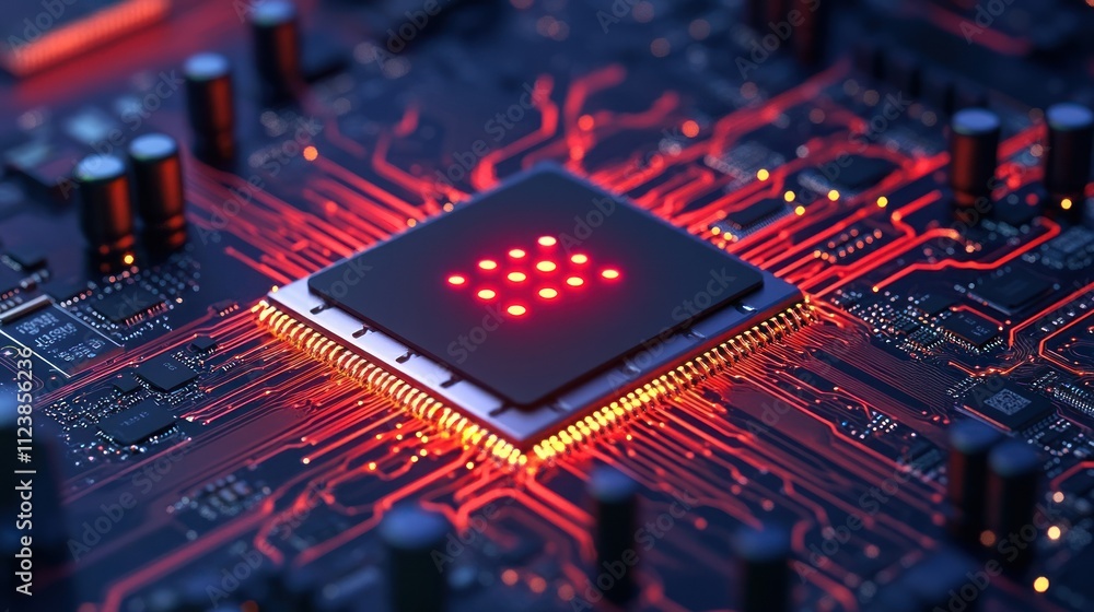 AI Chat Bot Connected to Computer Motherboard: Digital Representation ...