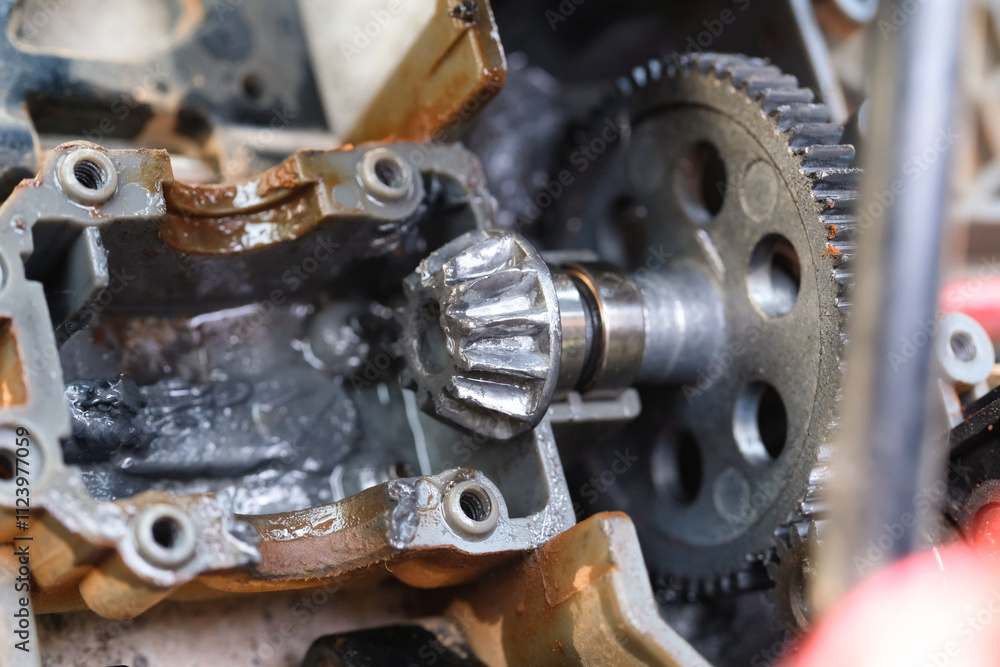 Broken RC Car Spur and Pinion gear. Spare part of Remote control car ...