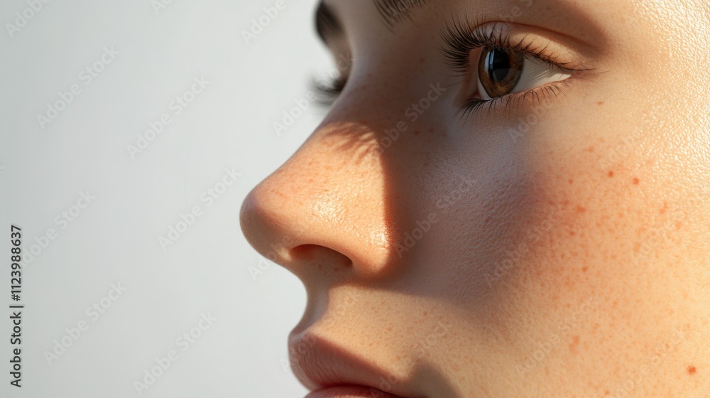 hyper-realistic nose 3D model, subtle skin pores texture, peachy flesh ...