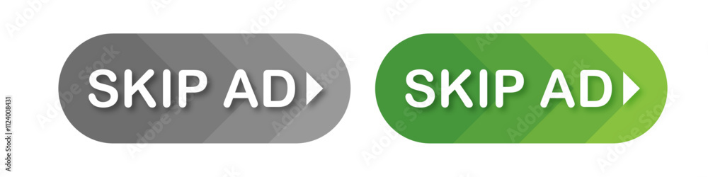 Modern green and monochrome skip ad button sign with moving pattern, skip advertisement png ...