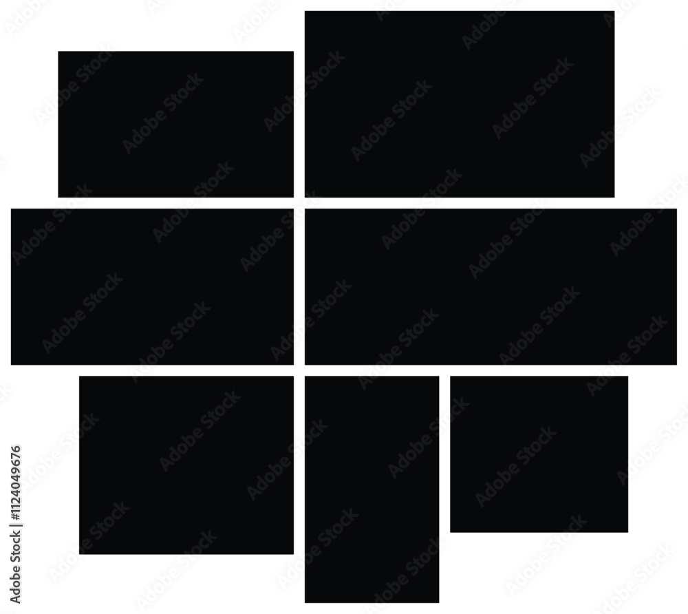 7 Photo collage tiles template. Mosaic pattern for background and ...