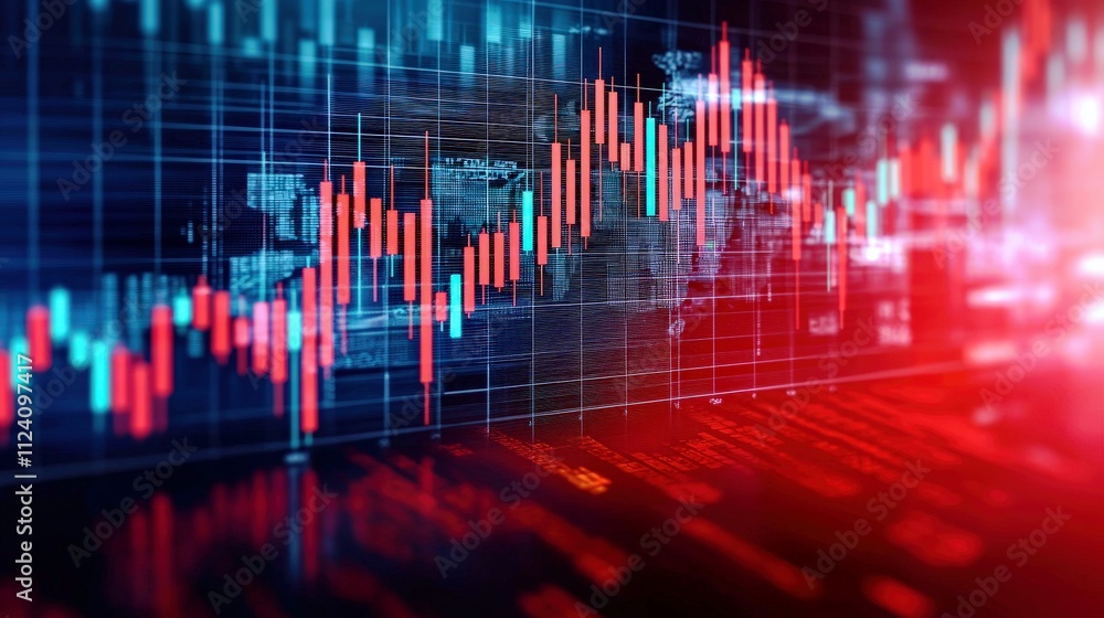 Financial Trading Graph with Candlestick Patterns and Digital Data ...