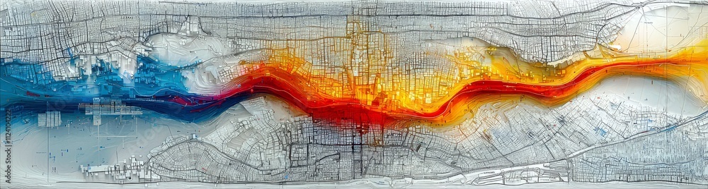 Abstract topographic map illustration showcasing vibrant color ...