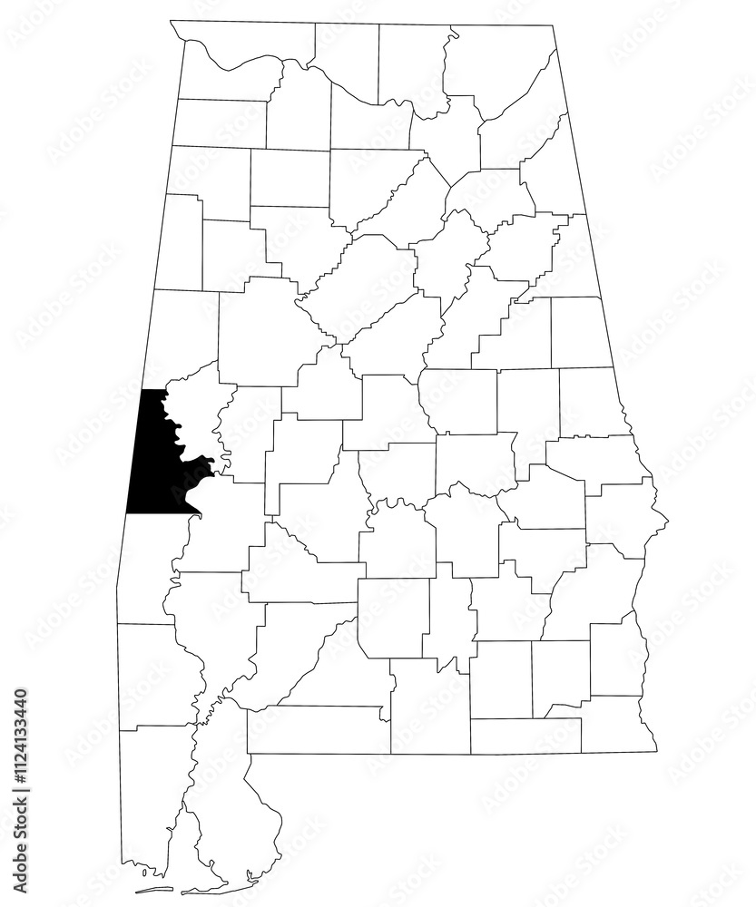 Map of Sumter County in Alabama state on white backround. single County ...