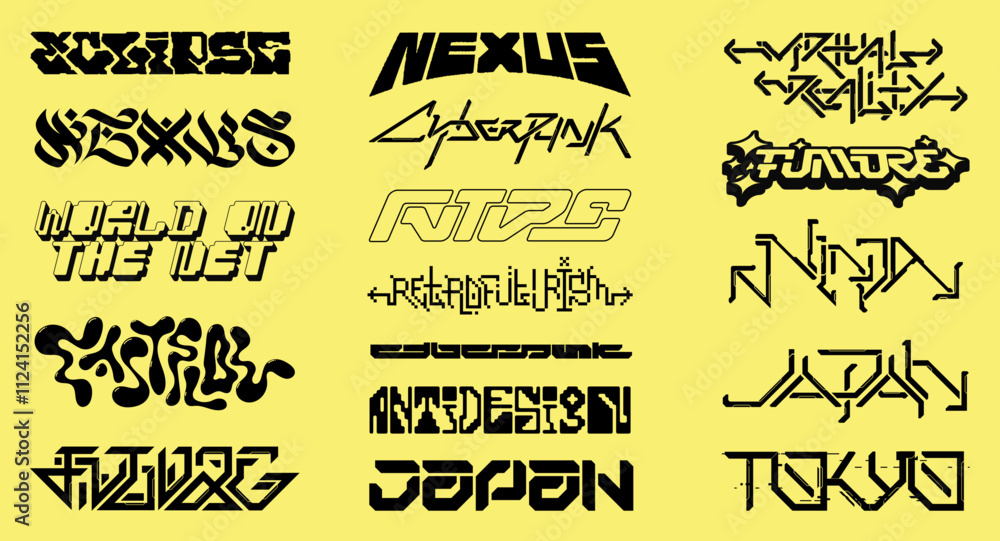 Modern stylish inscriptions, slogans, futuristic lettering, modern ...