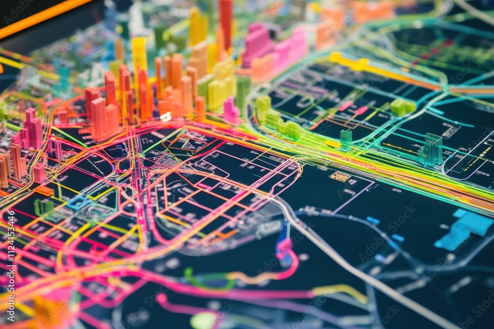 Interactive city map showcasing color-coded zones for public transport ...