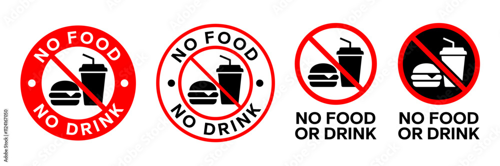 No food or drink allowed sign. No eating or drinking sign. No food or ...