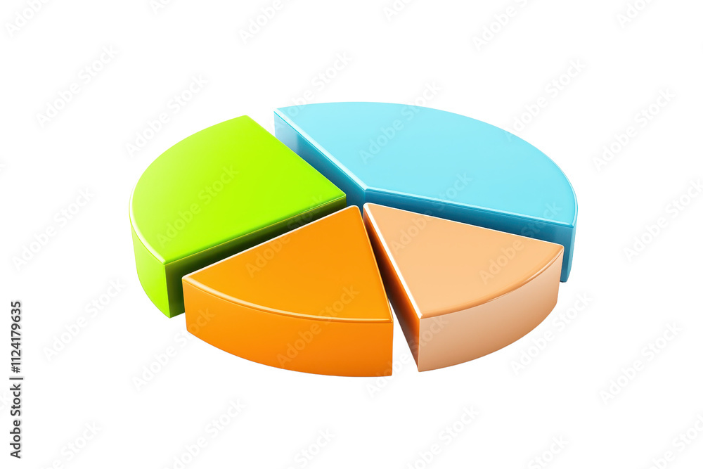 A colorful pie chart divided into four sections, showcasing a visual ...
