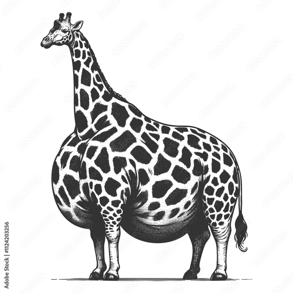 Fat overweight chubby body positive giraffe with exaggerated features ...