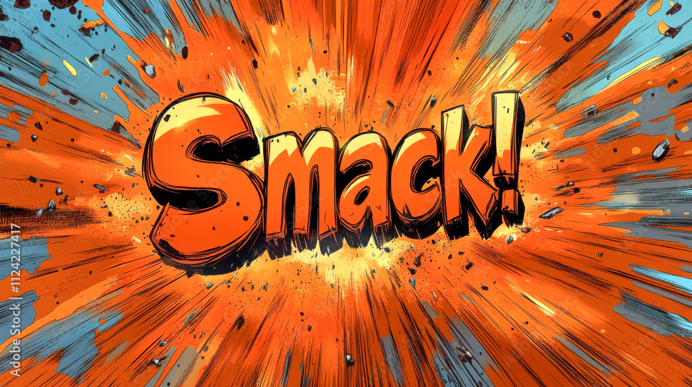 Comic style explosive smack with bold letters and dynamic colors Stock ...
