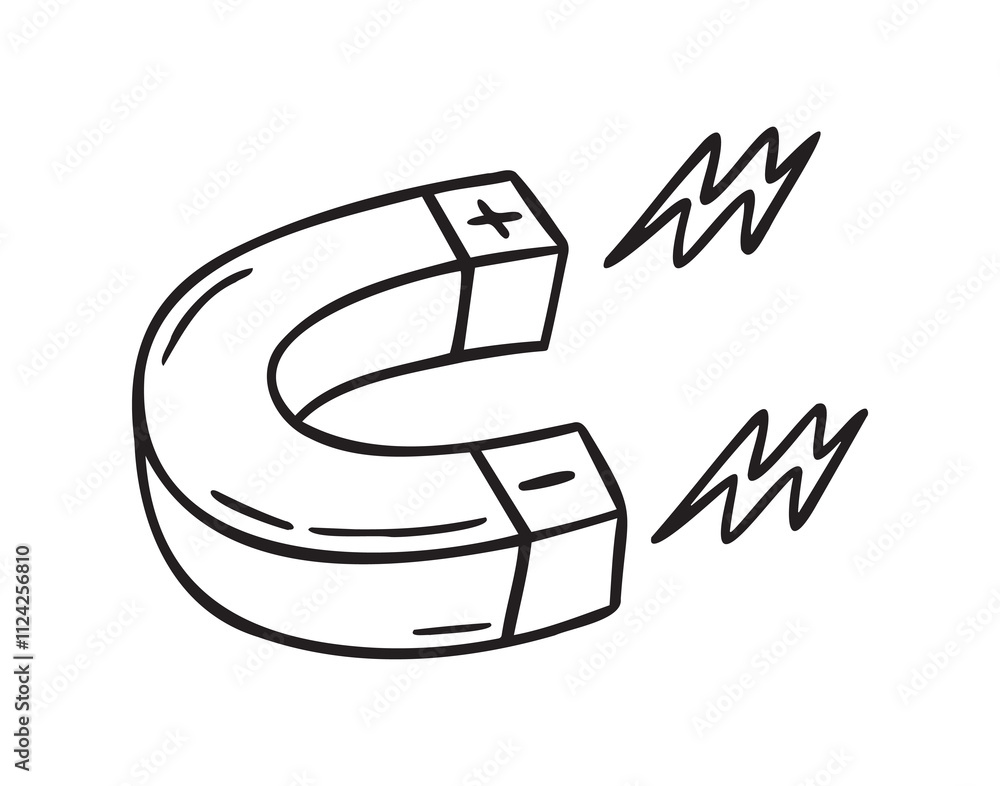 magnet doodle hand drawn icon. Outline drawing magnet line clipart ...