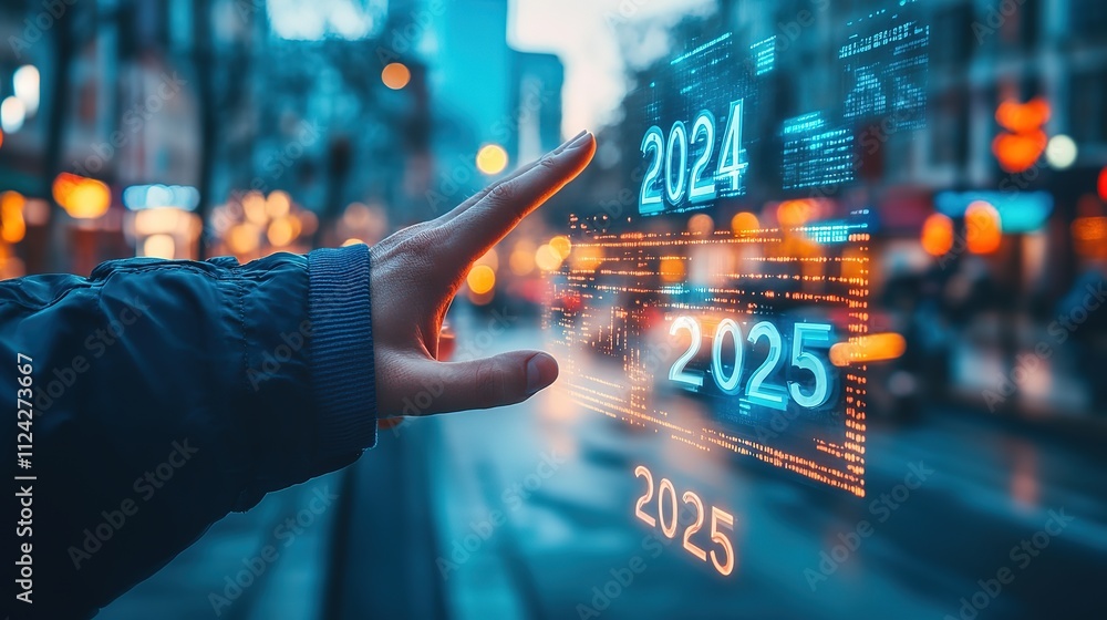 Businessman touch on loading process from "2024" to "2025" ,Planning ...