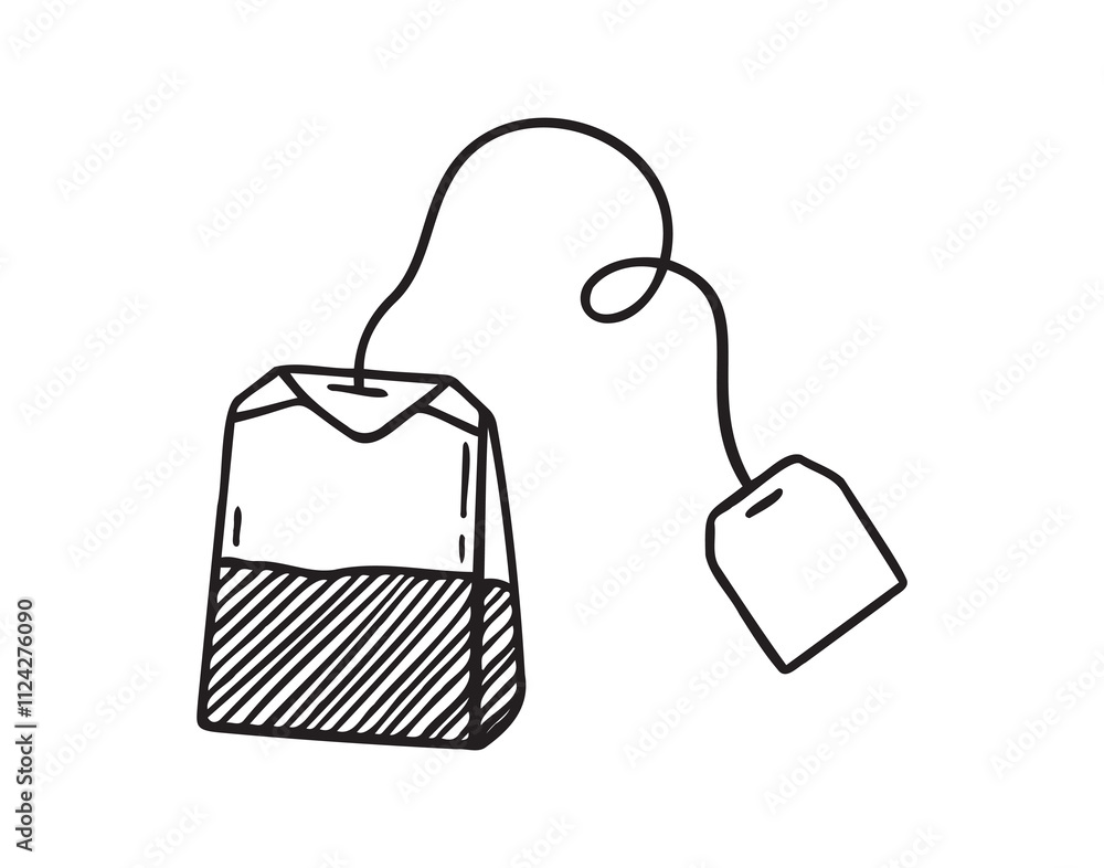 tea bag doodle hand drawn icon. Outline drawing tea bag line clipart ...