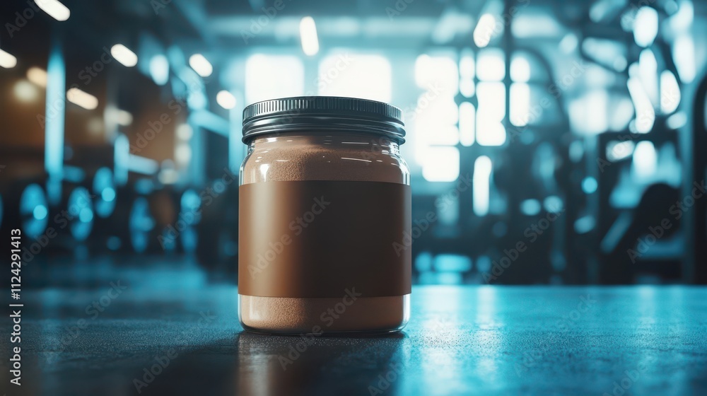 Empty Creatine Monohydrate Powder Mockup Jar in Gym Advertising Sports ...