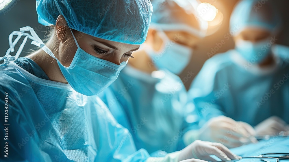 Female Surgeon Focused on Surgical Procedure in Modern Operating Room ...