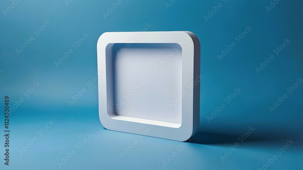 Minimal empty white app logo mockup square 3d object isolated on ...