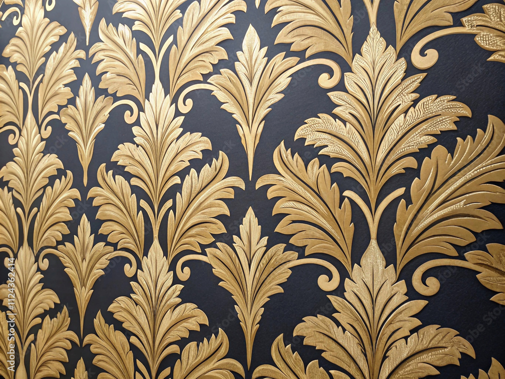 Luxurious baroque wallpaper pattern, featuring intricate acanthus ...