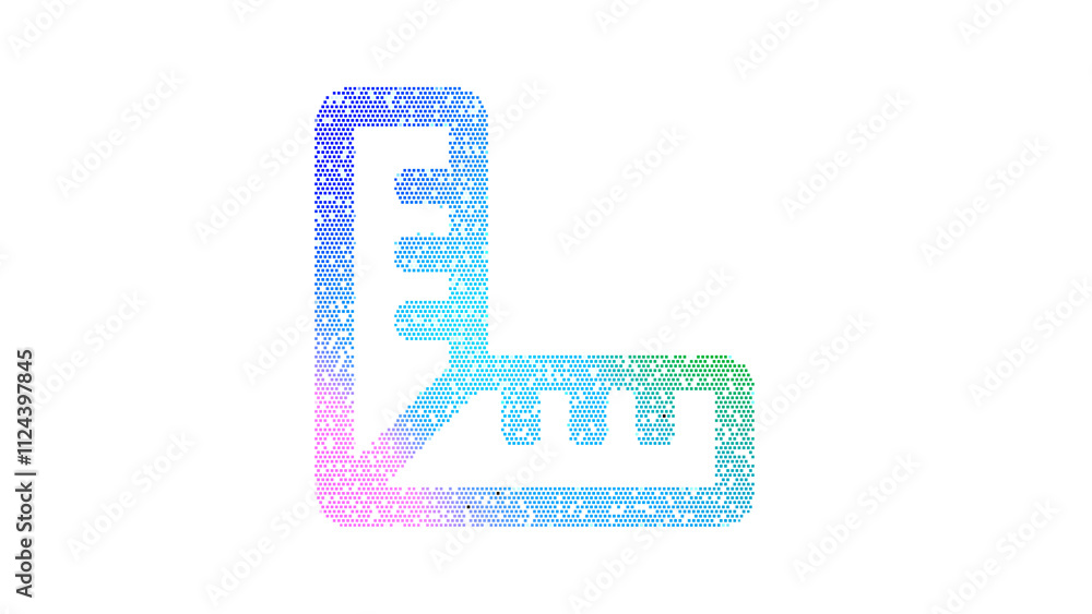 Icon ruler combined is made up of LED square shapes. There are bright ...