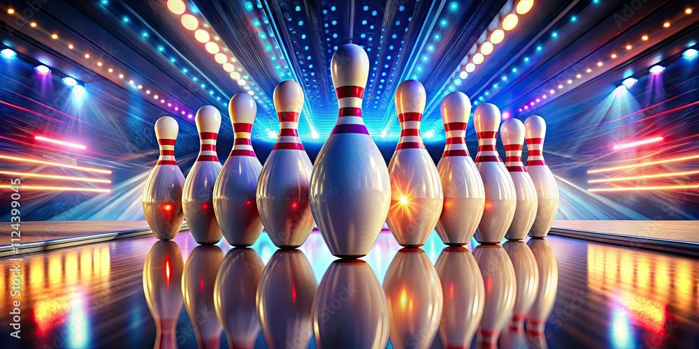 Bowling Alley, Bowling Pins, Ten Pins, Strike, Spare, Gleaming Pins ...