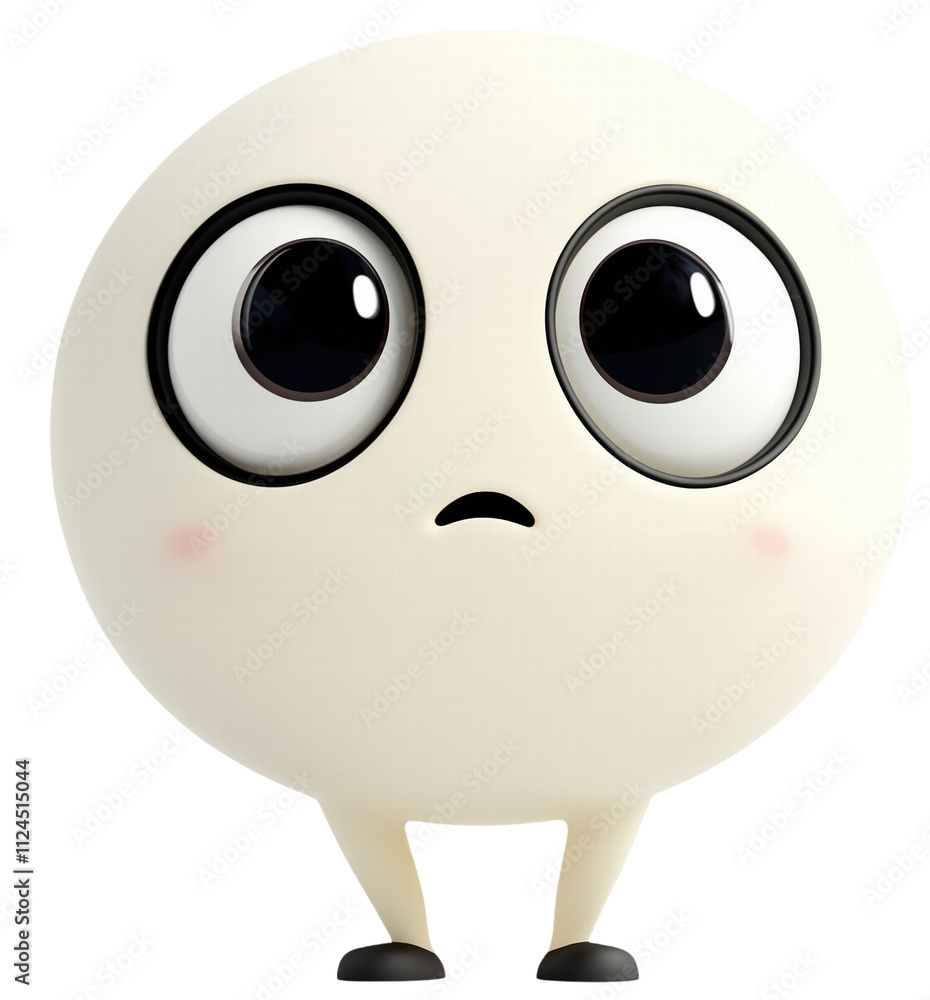 Cute cartoon character with big eyes and round body design isolated on ...