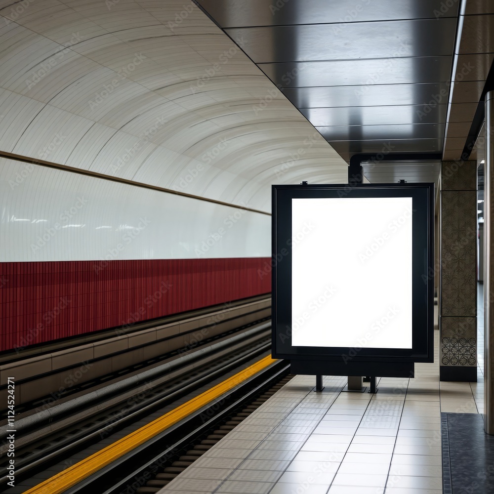 Photo Stock underground subway station, curved ceiling, tiled walls ...