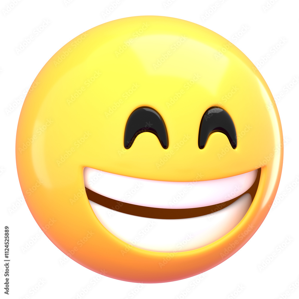 3D emoticon png grinning smile sticker, transparent background Stock ...