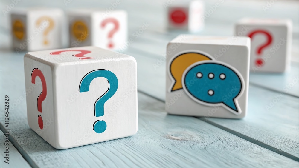 Стокова ілюстрація 3D Render of a Question Mark and FAQ Bubble Design ...