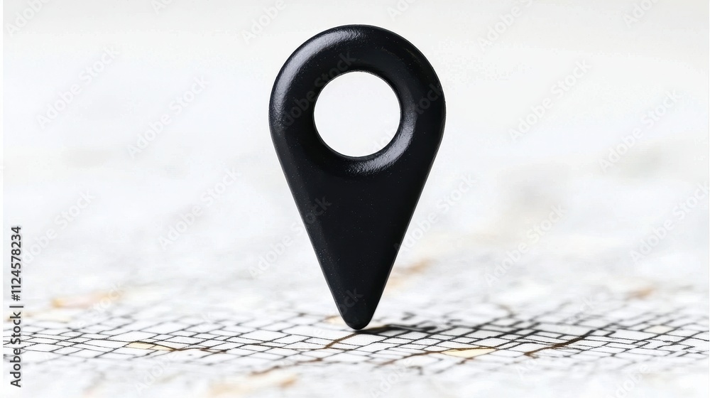 Black Location Pin Marker on a Map for Navigation and Travel Use Stock ...