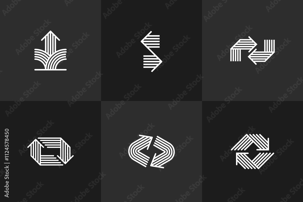 Arrow vector original logos set isolated, pictogram symbol of double ...