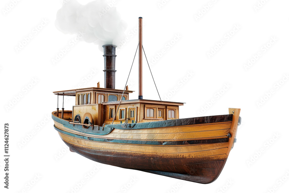 Stunning Hyperrealistic Steamboat Isolated on Pure White Background ...
