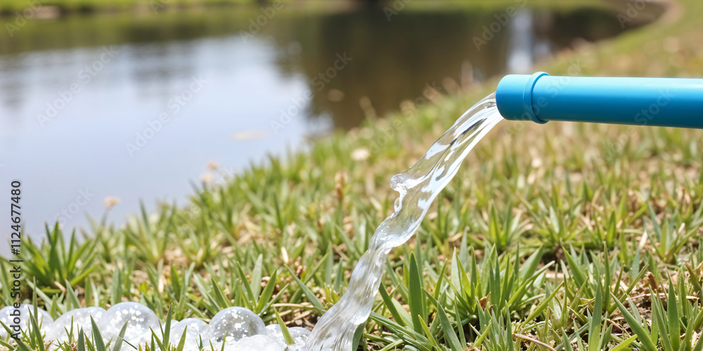 Water washed out of the aqueducts in the wheat fields where river water ...